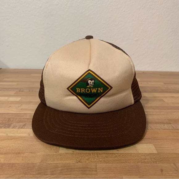 Vintage | Accessories | Vintage Brown Transport Goods Mesh Back Trucker ...